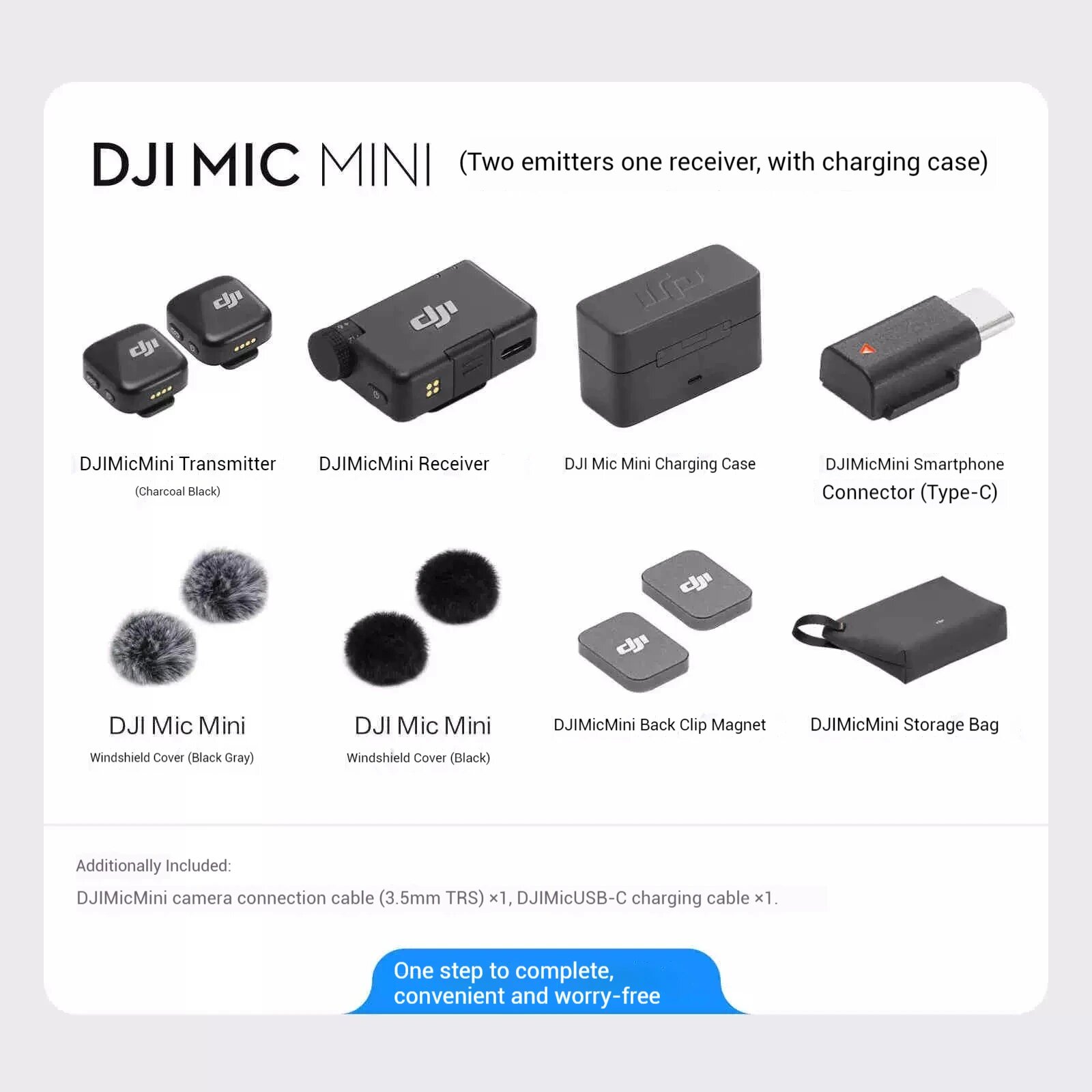 DJI Mic Mini 2TX 1RX с чехлом для зарядки Mic Mini 2TX 1RX