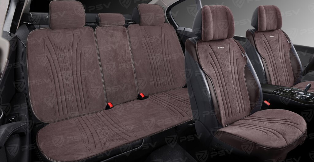 Накидка на сиденье "PSV" Tornado алькантара темно-коричневый (комплект на весь салон)