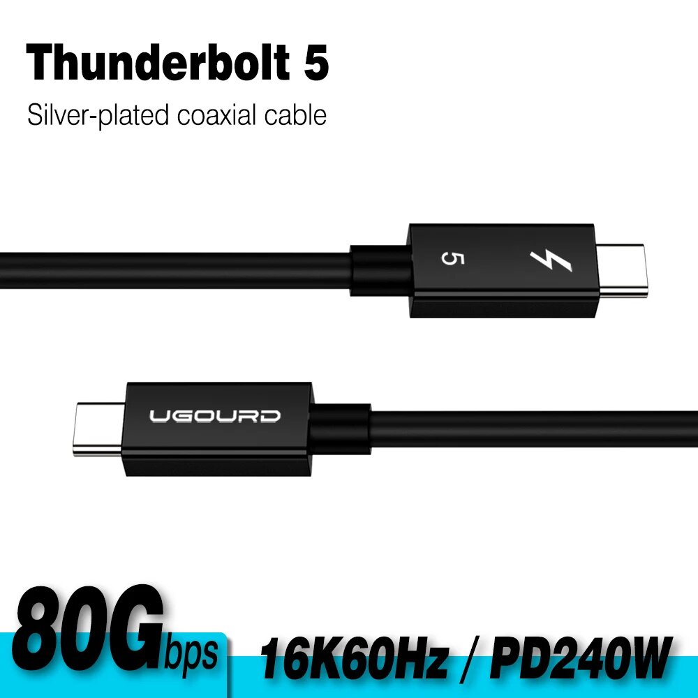 Кабель Thunderbolt 5 UGOURD 2м, посеребренный
