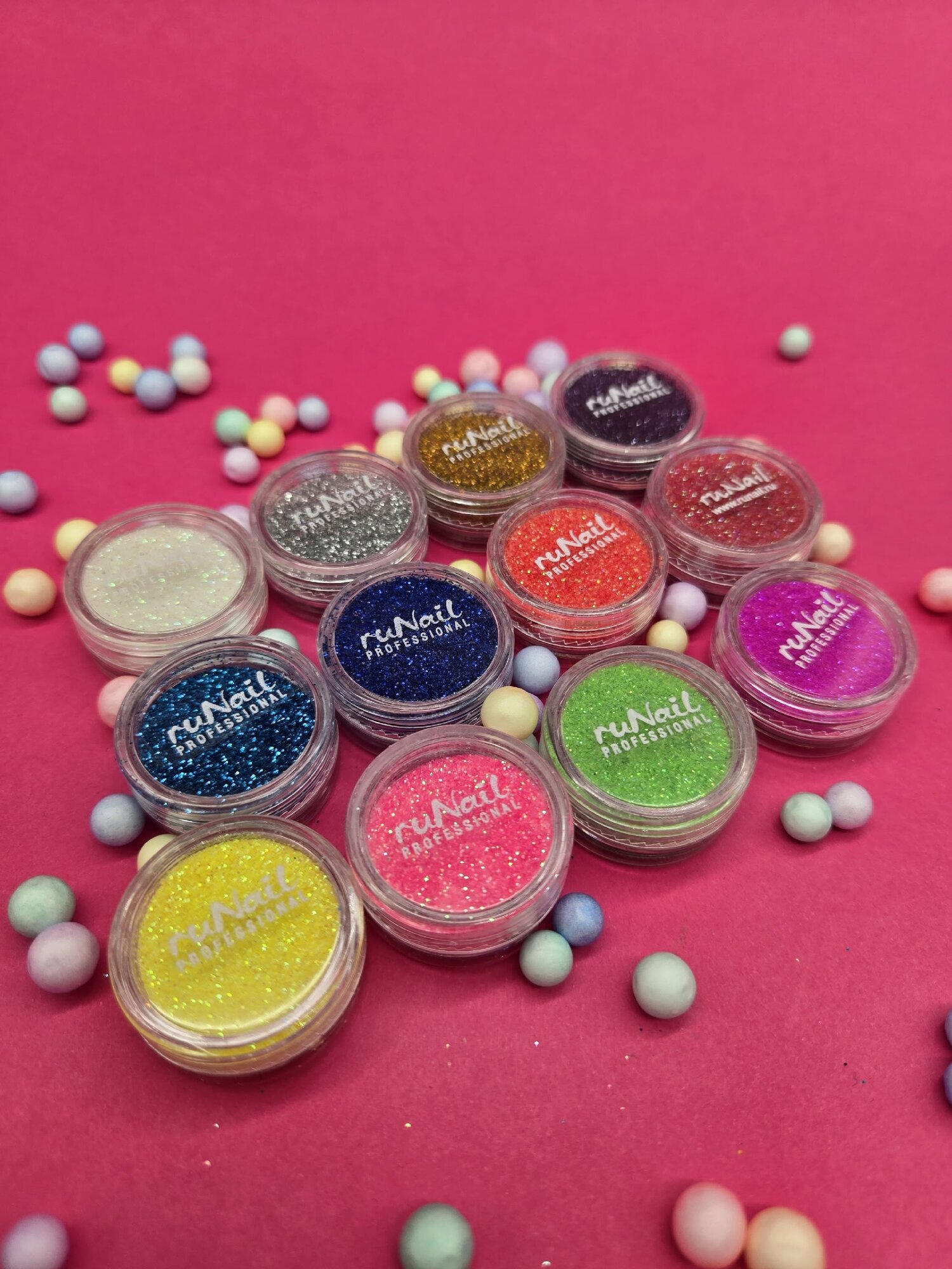 Блестки для ногтей в наборе, 12 штук