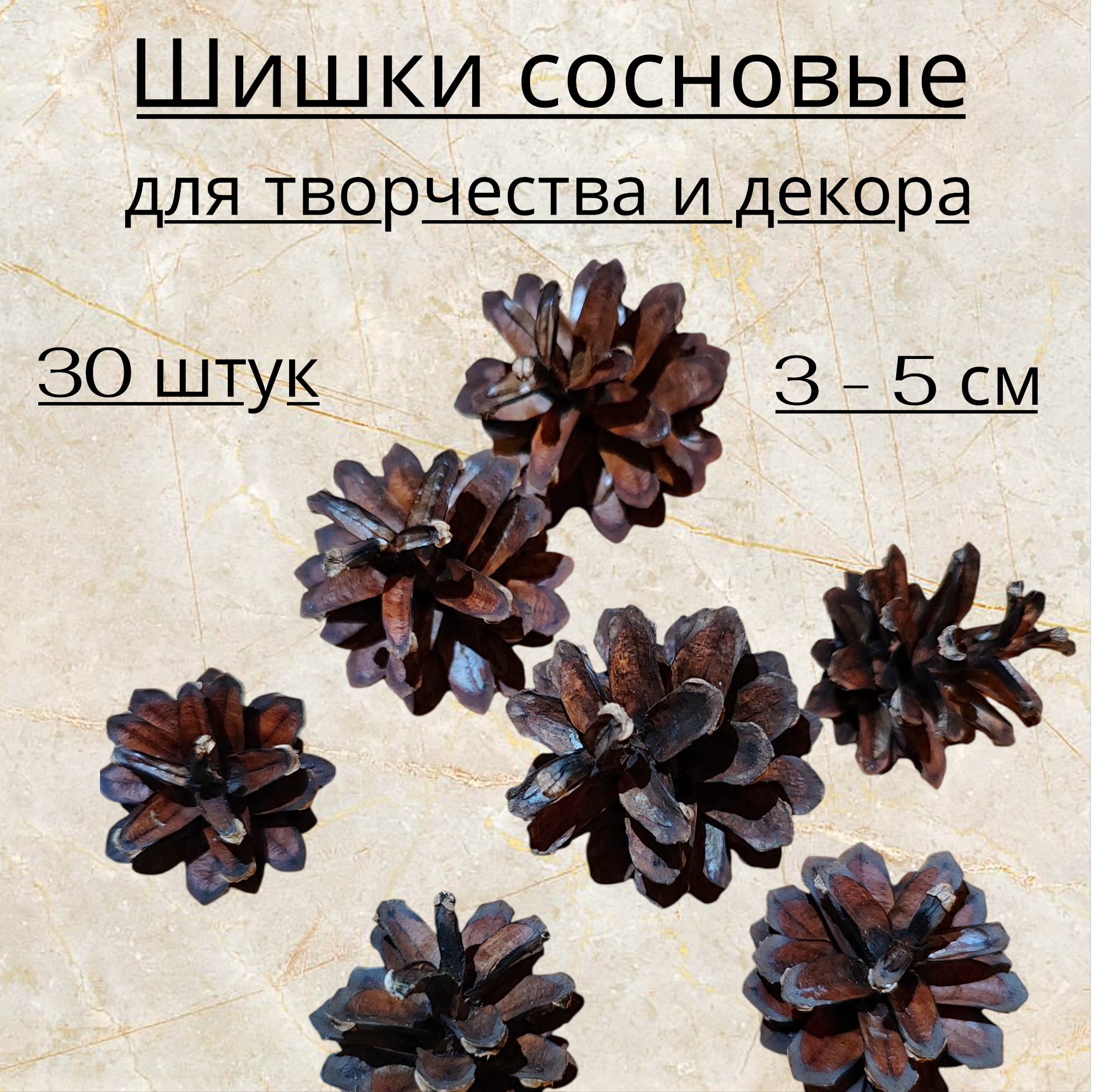 Шишки сосновые для творчества, поделок и декора, 30 шт. в наборе.