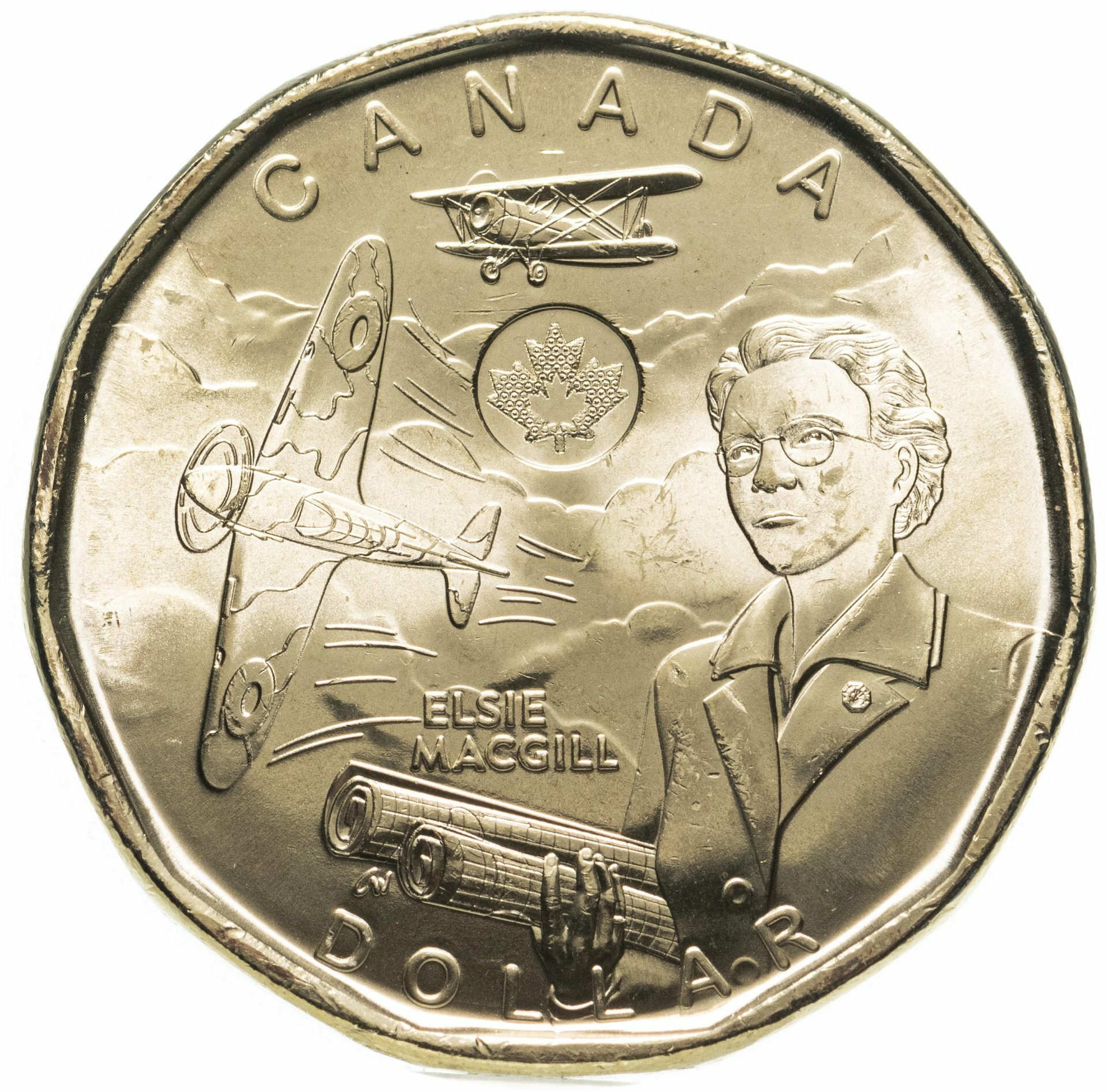 Канада 1 доллар 2023 "Элси Макгилл", обычная, Сталь с латунным покрытием, в сохранности UNC