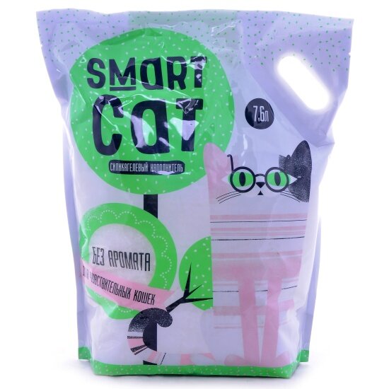 Наполнитель для кошачьих туалетов Smart Cat силикагелевый для чувствительных кошек (без аромата), 7,6л