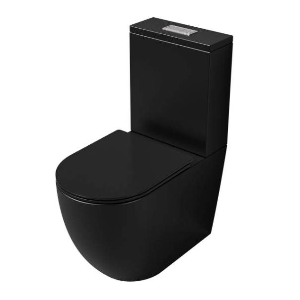 Унитаз напольный Grossman GR-4494BMSQ черный матовый, безободковый, с бачком, с крышкой микролифт, слив торнадо