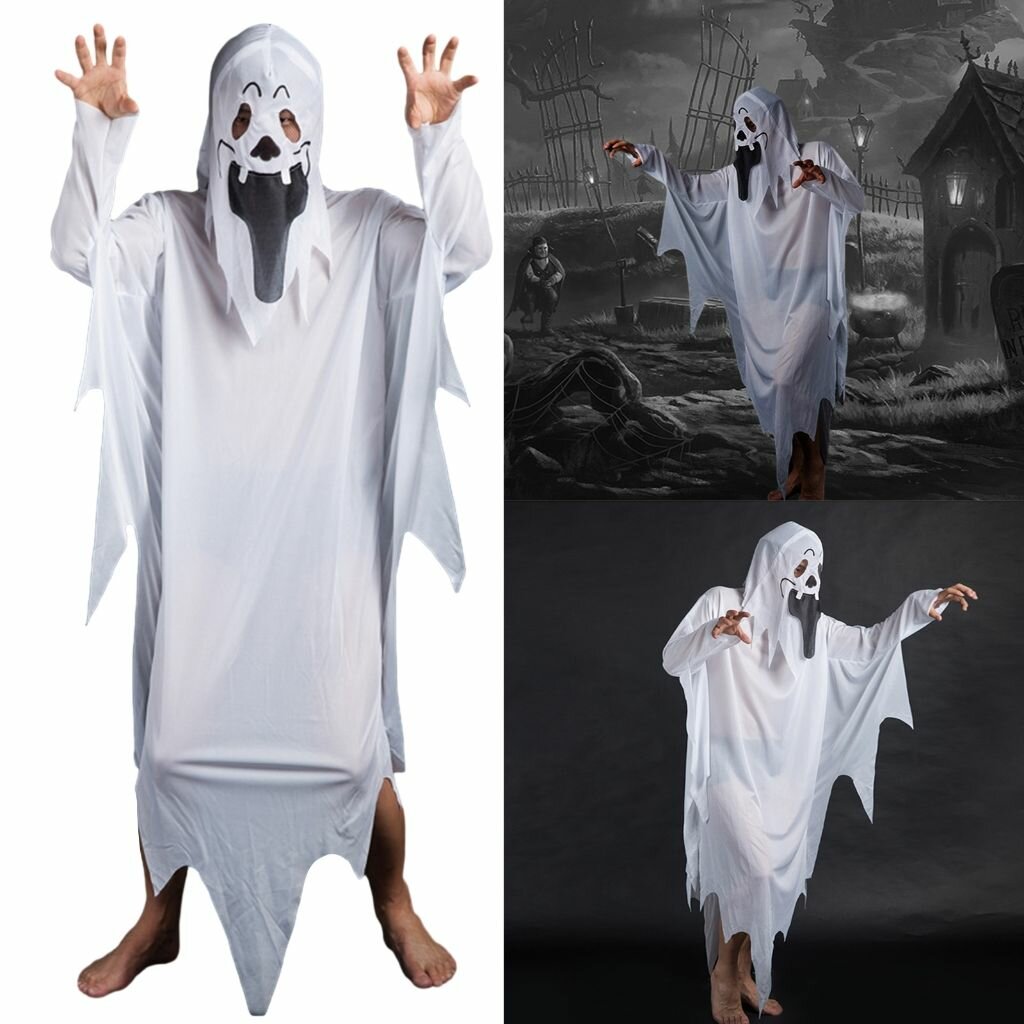 Белый костюм призрака, Костюм Ужасов На Хэллоуин, Ужасов-Белый
