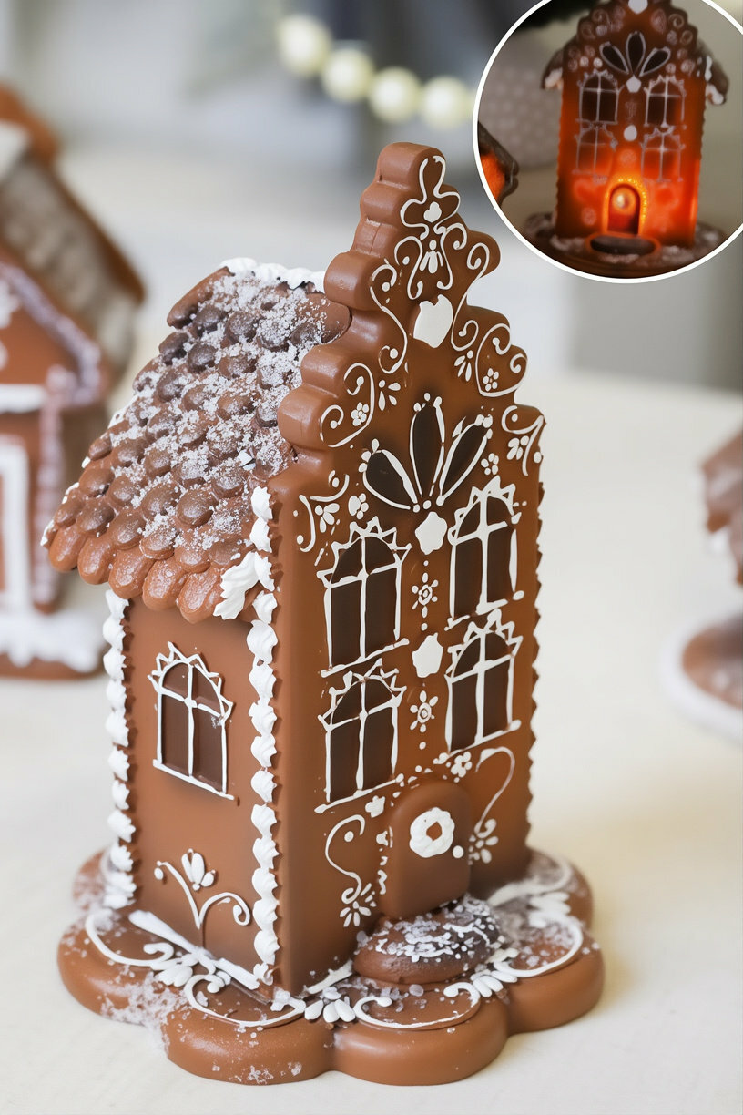 Светящаяся декоративная композиция башенка мадам прянни, полистоун, тёплые белые LED-огни, 20 см, батарейки, Winter Deco 1001113