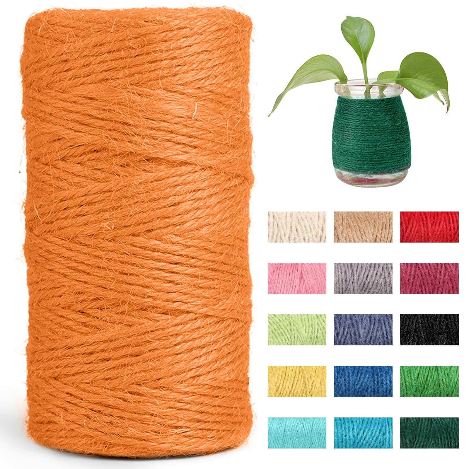 Натуральный джутовый шпагат 100 м, 3-слойная пеньковая верёвка для упаковки подарков, свадебного и новогоднего декора, рукоделия и садовых работ, толщина 2 мм