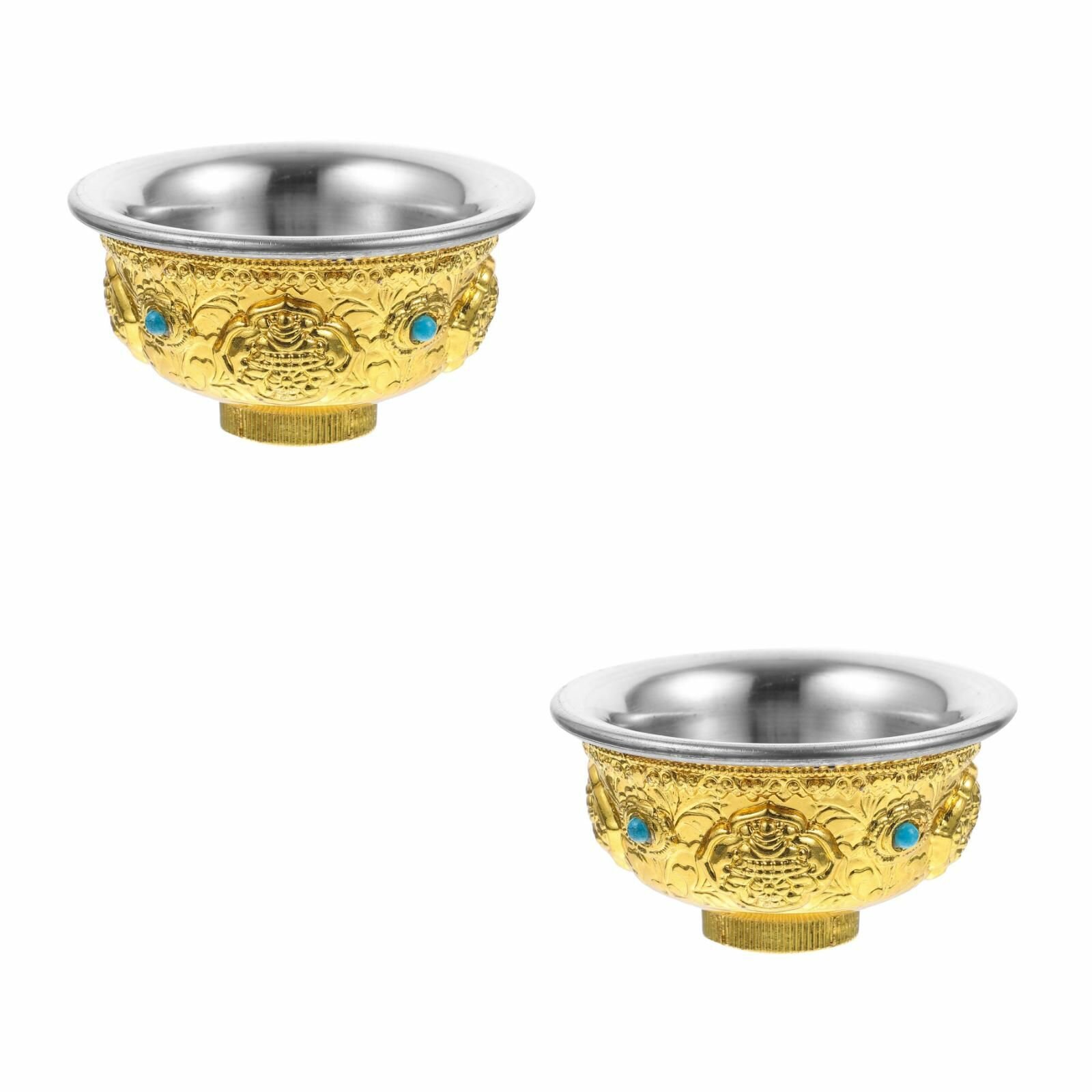 Золотая чашка из сплава для религиозных подношений, набор из 2 штук, для декора