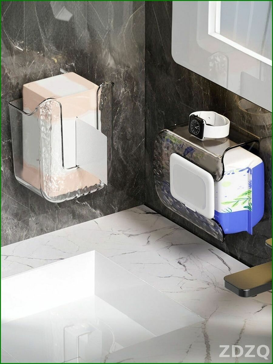 Эксклюзивный настенный контейнер для влажных салфеток ПЭТ, прозрачнобелый HDJCJ0915