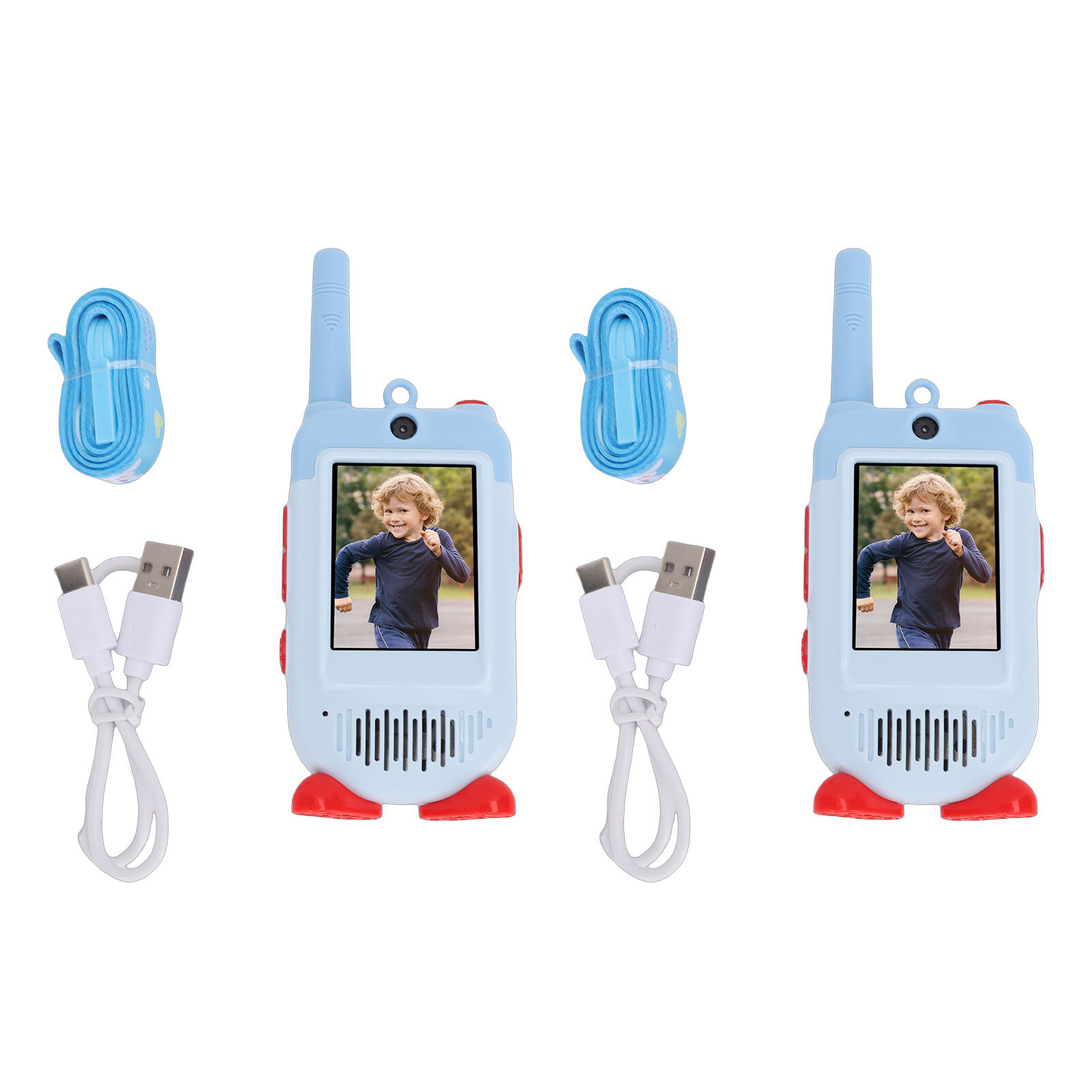 Видеорадио для малышей, портативный перезаряжаемый домофон, игрушки для дома и улицы, для семейных игр, для кемпинга, пеших прогулок, синий
