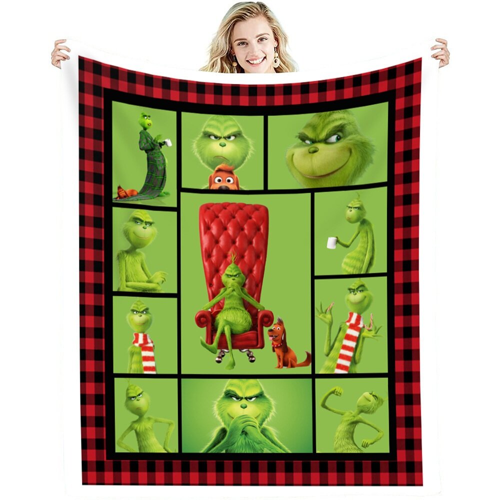Фланелевое плед "Гринч", на Хэллоуин и Рождество, цифровая печать, полиэстер