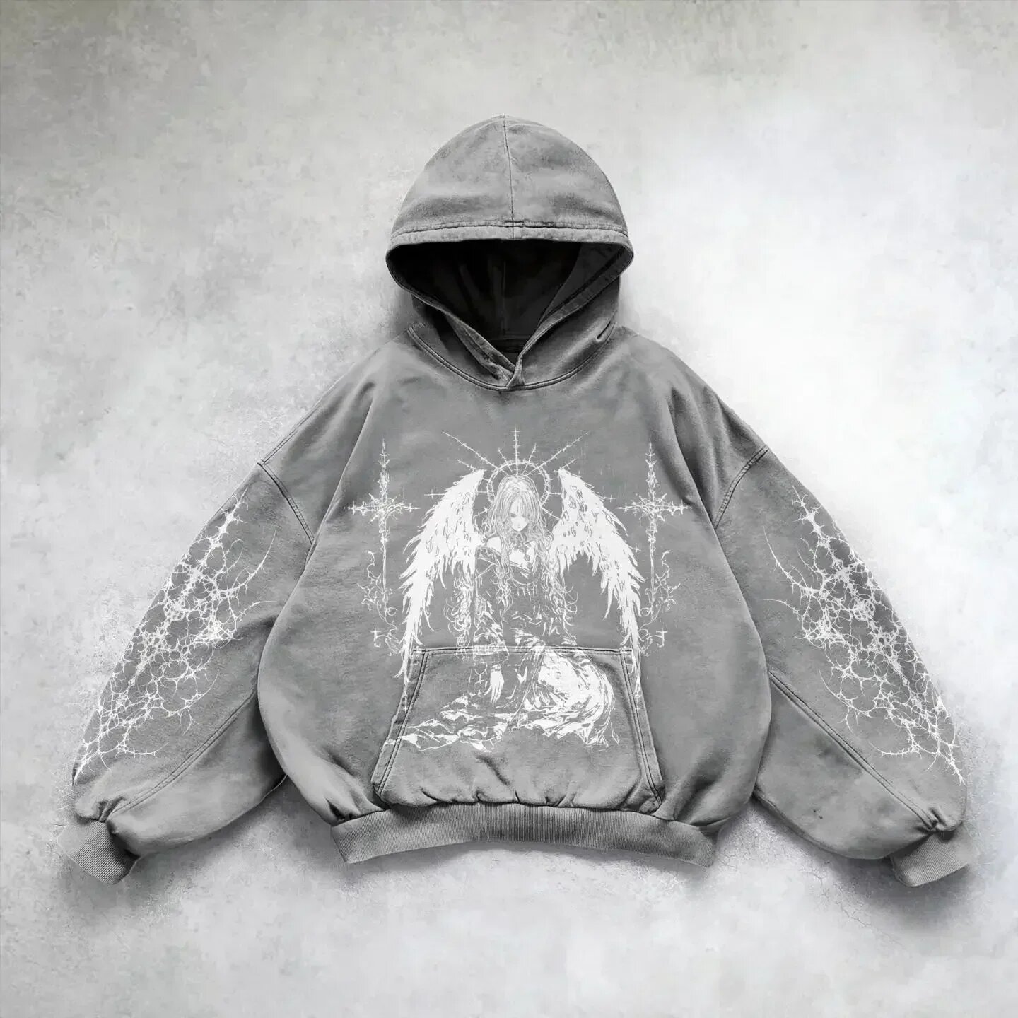 Хлопковая толстовка oversize с принтом ангела, XL, high quality9