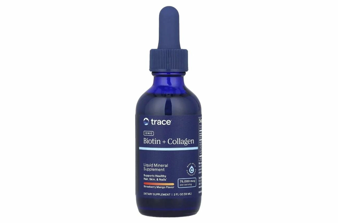 Trace Minerals Trace Biotin + Collagen (20,000mcg biotin + 30,000mcg collagen) Биотин и коллаген, 59 мл