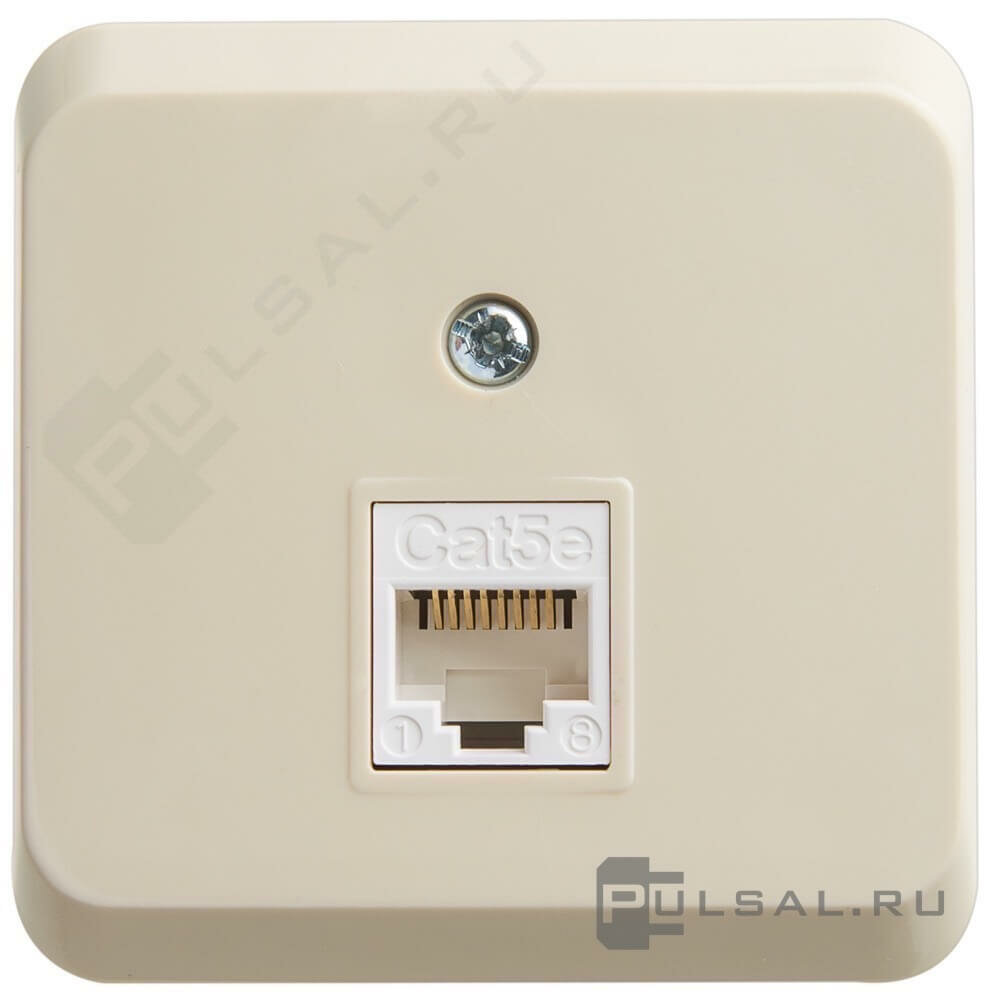 Розетка компьютерная RJ45 Cat.5e Schneider Electric накладной монтаж кремовый