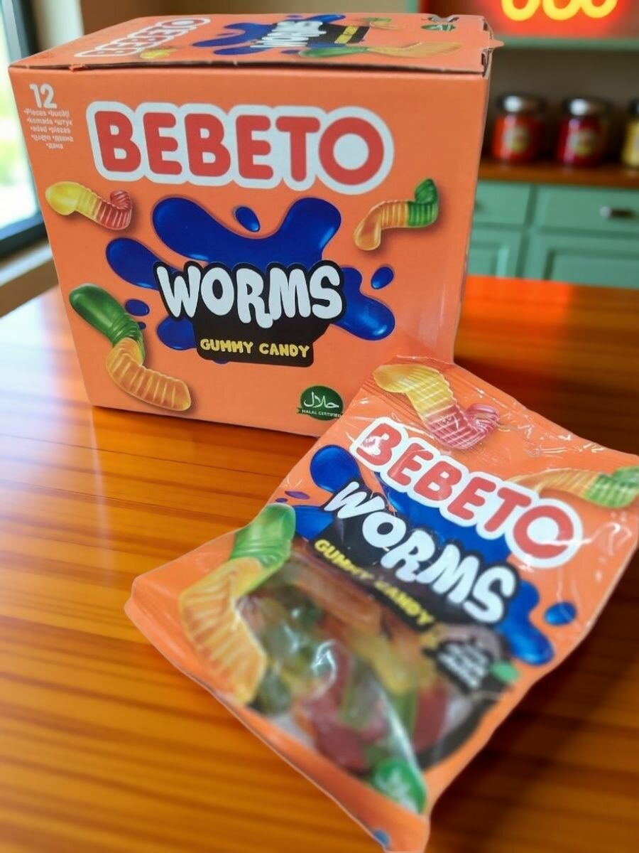 Мармелад жевательный Bebeto Worms в виде червячков 12шт по 80гр