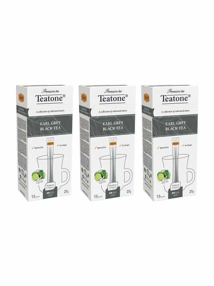 Teatone Чай черный бергамот 15 стиков по 1.8 г, 27 г, 3 шт