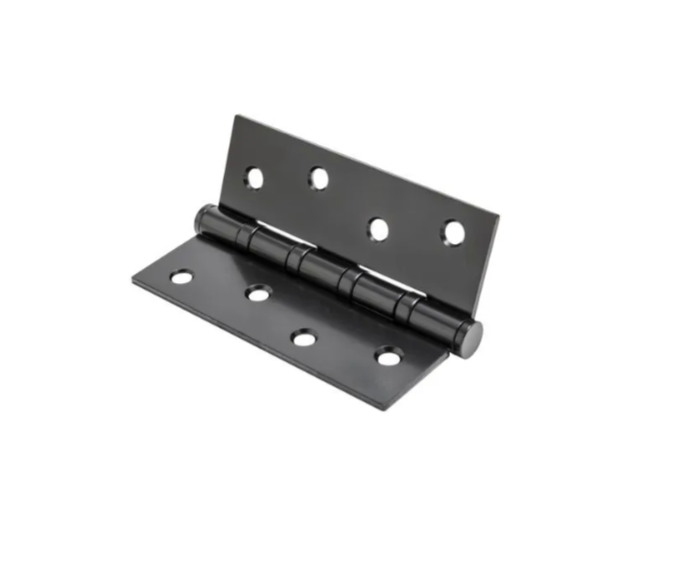 Петля стальная 100*75*2,5, 4 кольца, плоский колпачок, черный 2 шт