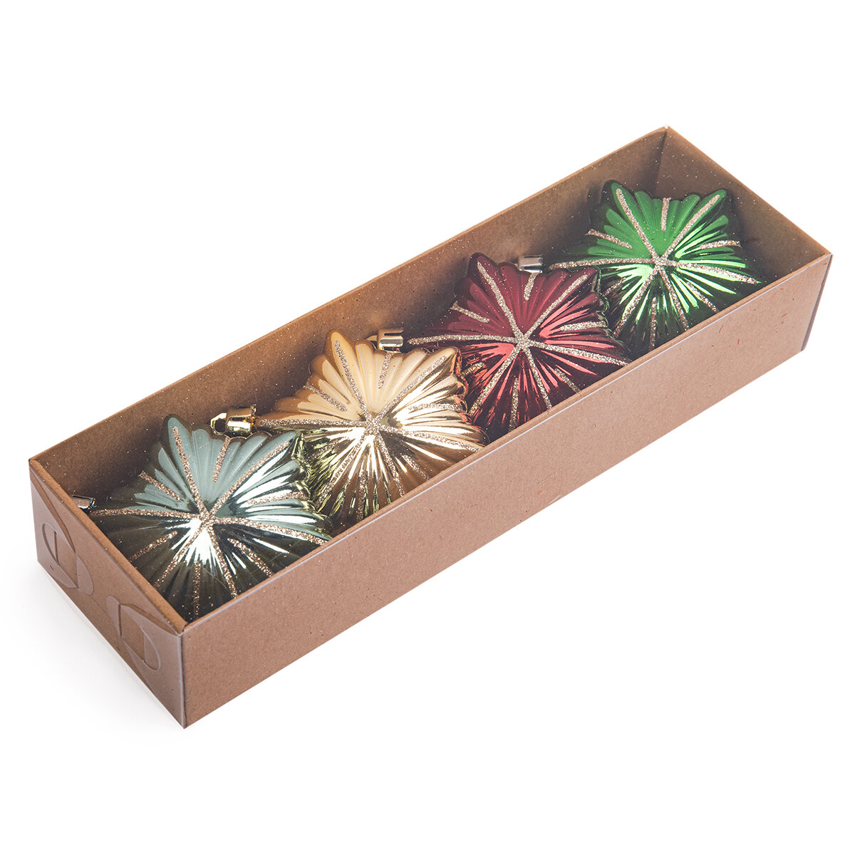 SNOWEEKON SNW-C185-AW95 Набор елочных игрушек звезды 8 см микс, 4 шт, праздничный декор