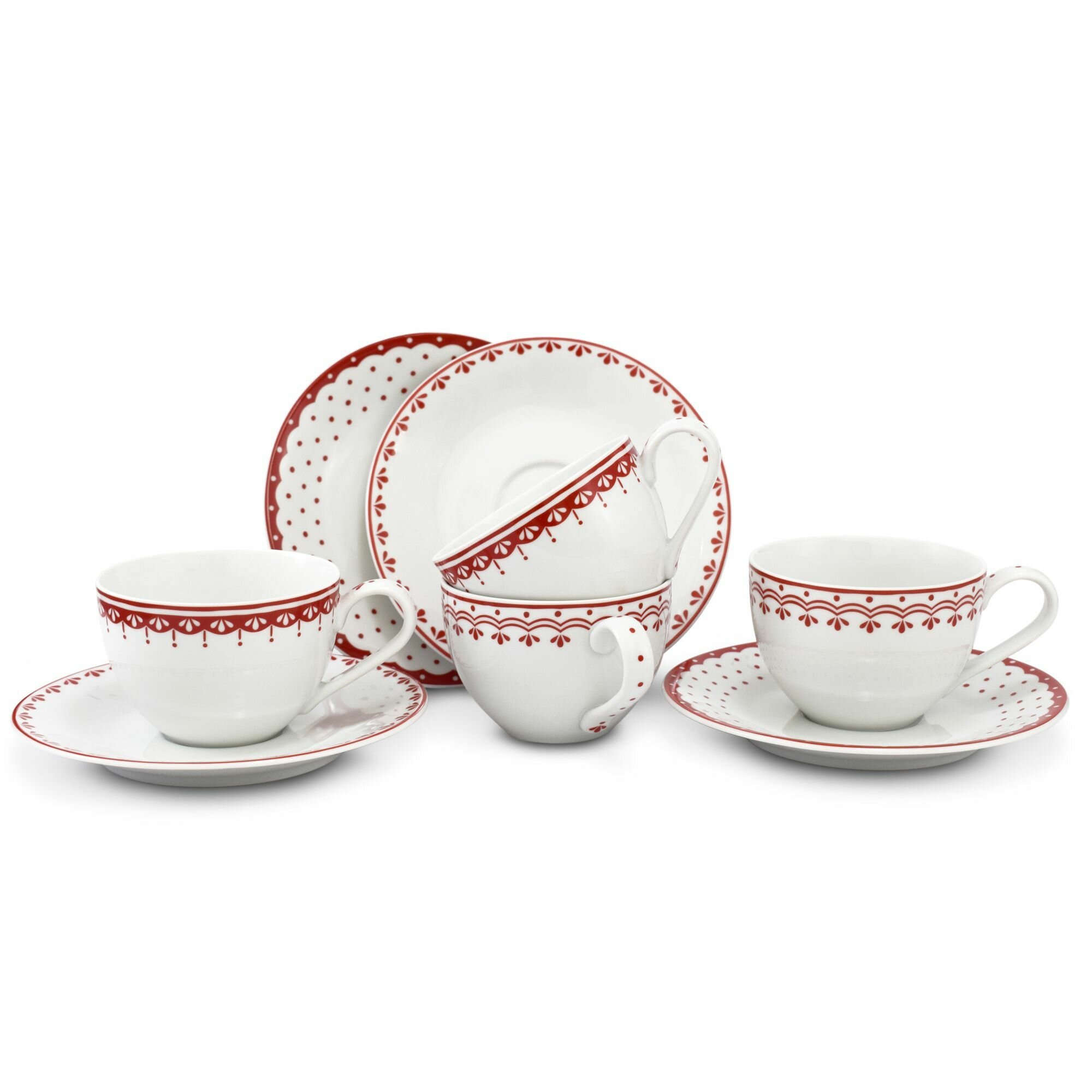 Набор чайных пар Leander "Хьюджилайн-красный" 0.20 л , 4 шт.