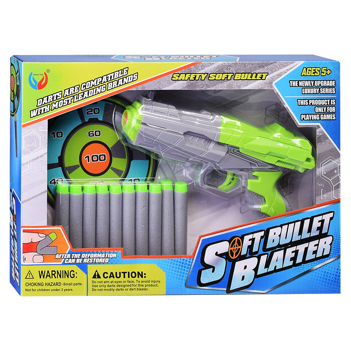 Набор Тир YL-285 "Попади в цель!" с мягкими пулями и мишенью, в коробке