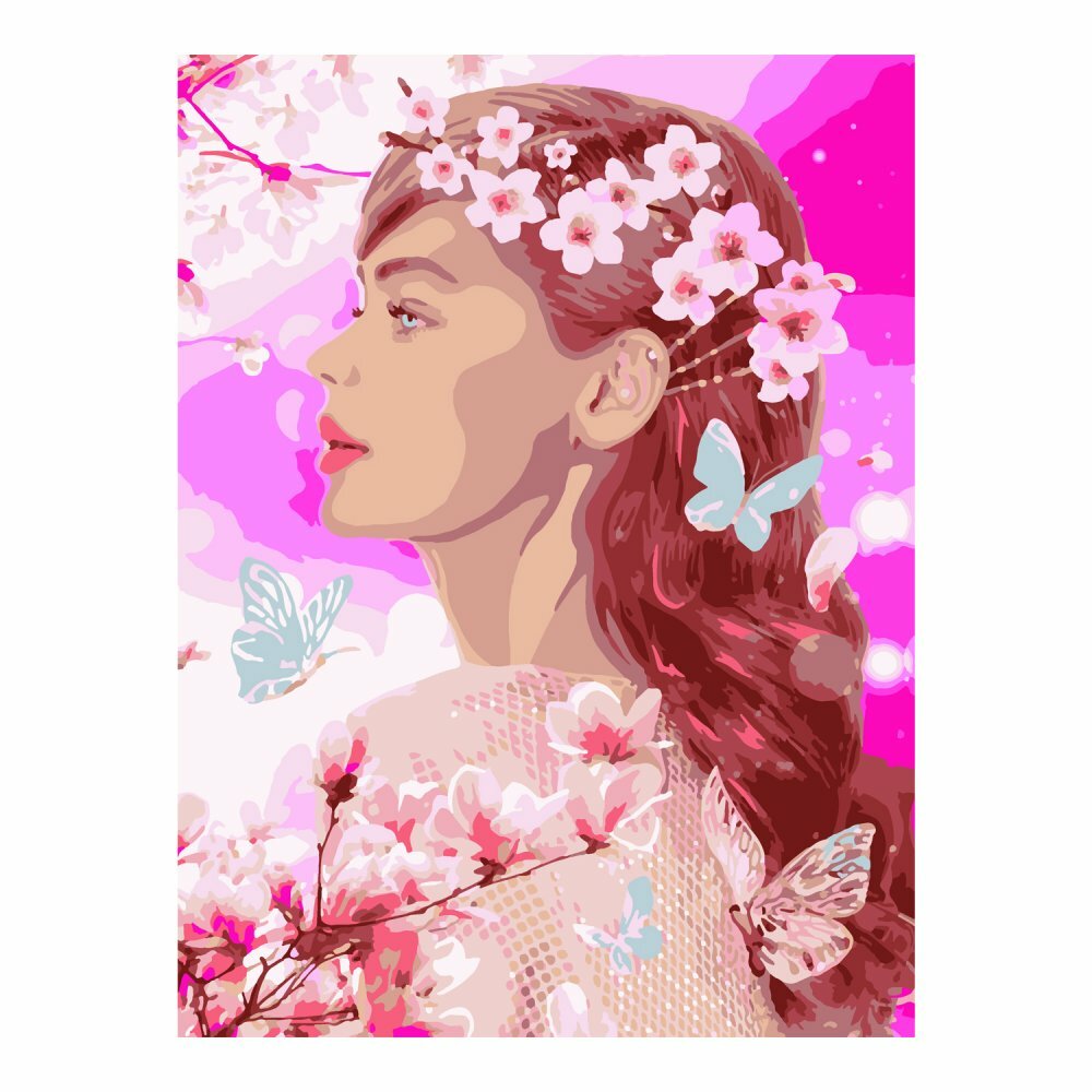 Картина по номерам Lori Цветение сакуры на картоне 28,5х38см Кпн-257