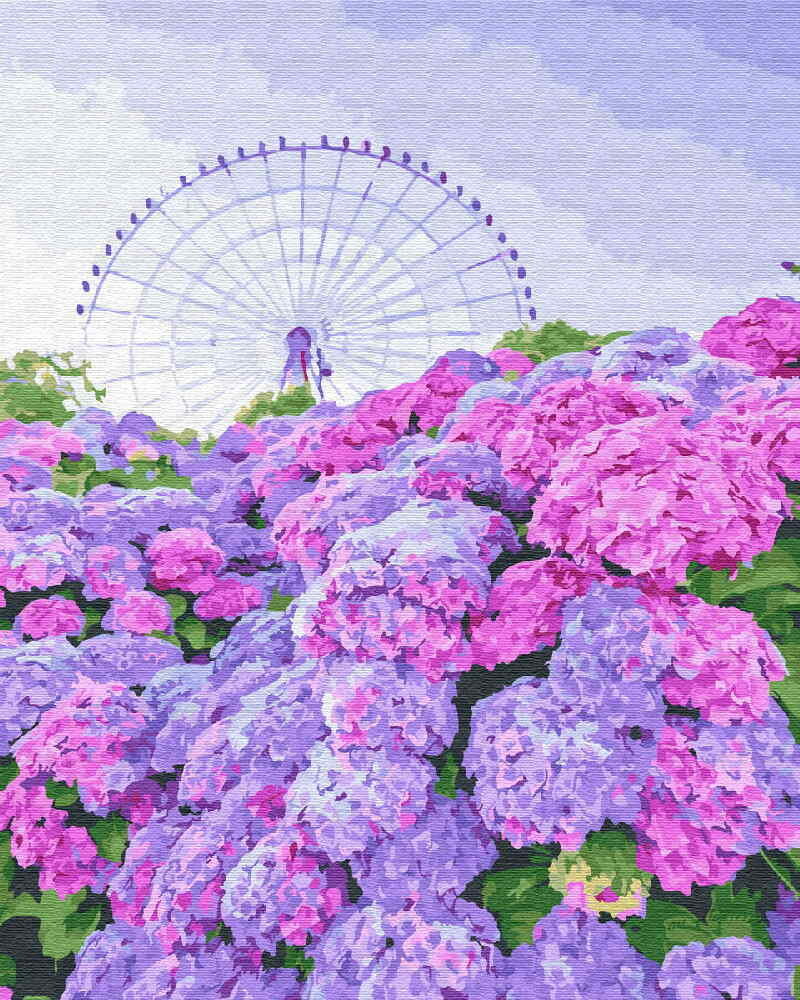 Роспись по холсту(картина по номерам 40х50) "Гортензия", 1 штука