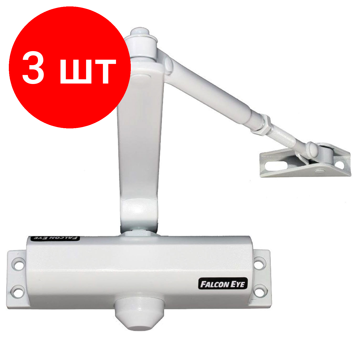Комплект 3 шт, Доводчик FALCON EYE FE-B3W на дверь 45-65 кг, белый, 00-00110297