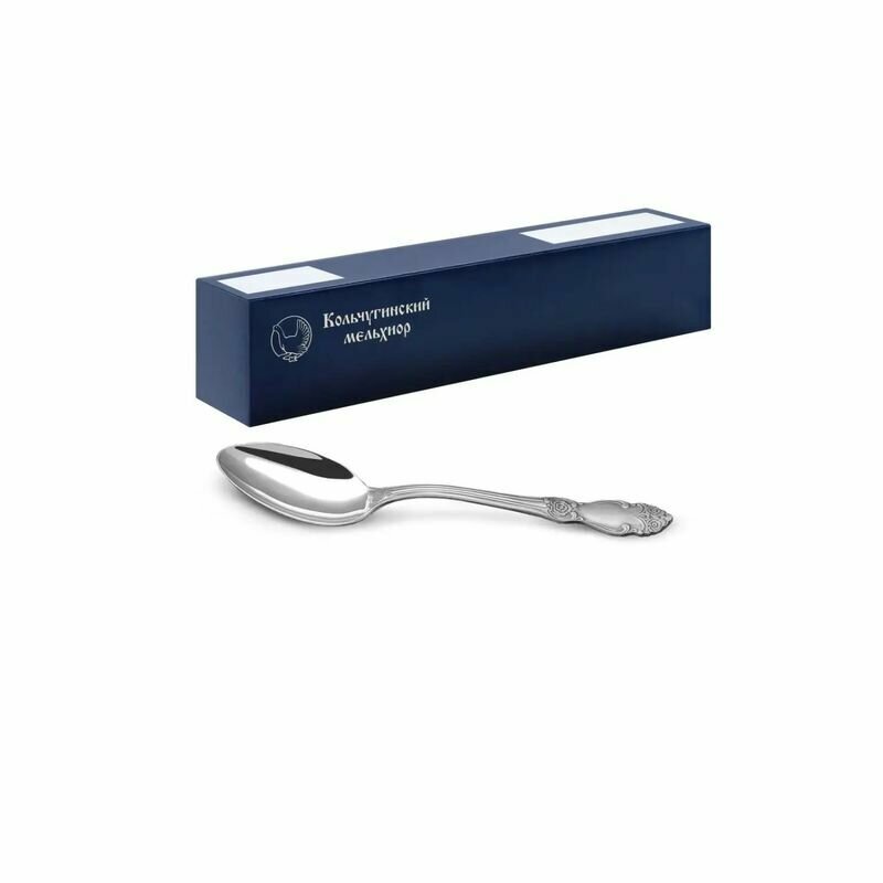 Кольчугинский мельхиор Ложка столовая "Серебряная роза" посеребренная с чернью (С318408)