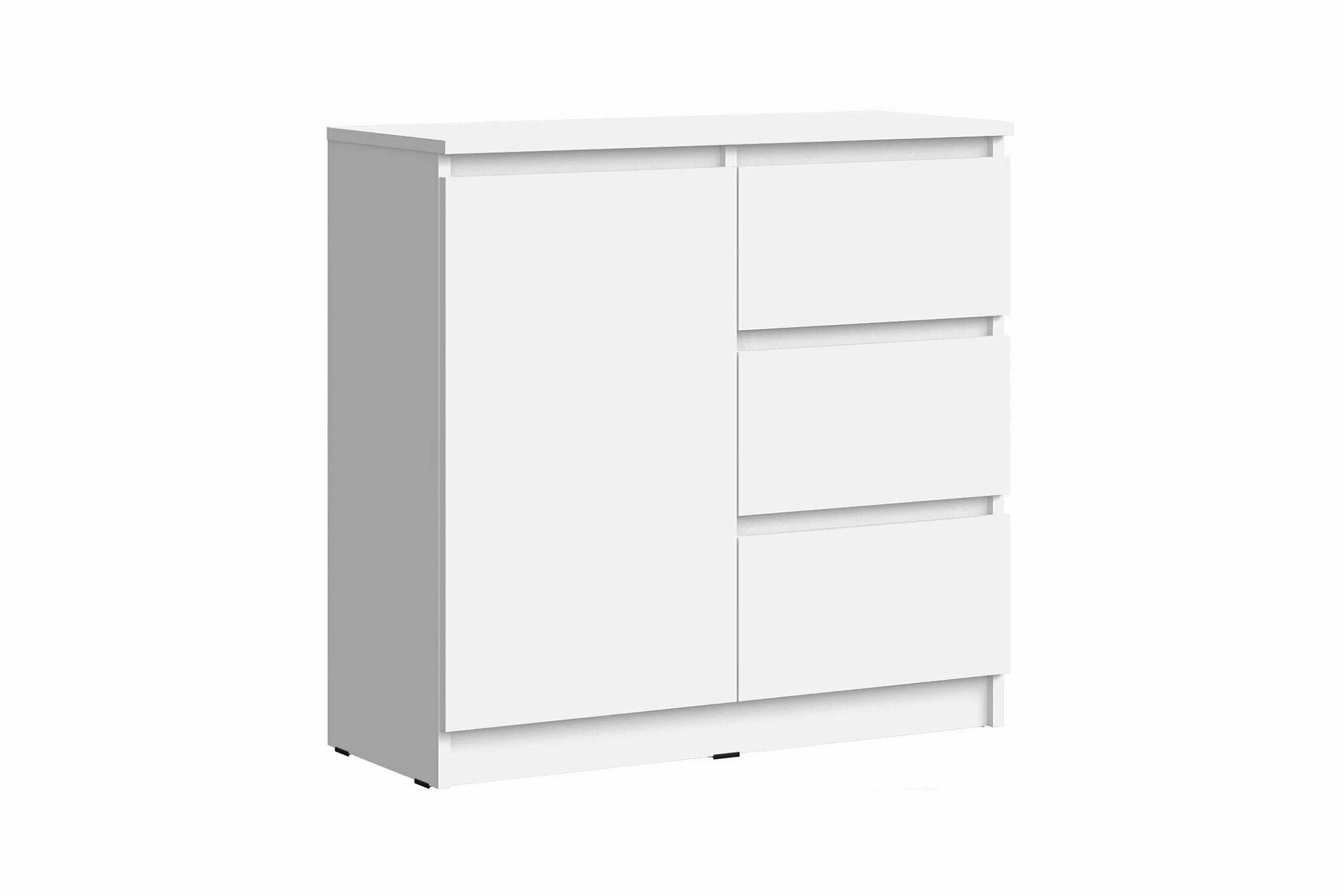 Комод Челси 800 (3 ящика 1 дверь) (Белый глянец холодный, белый)