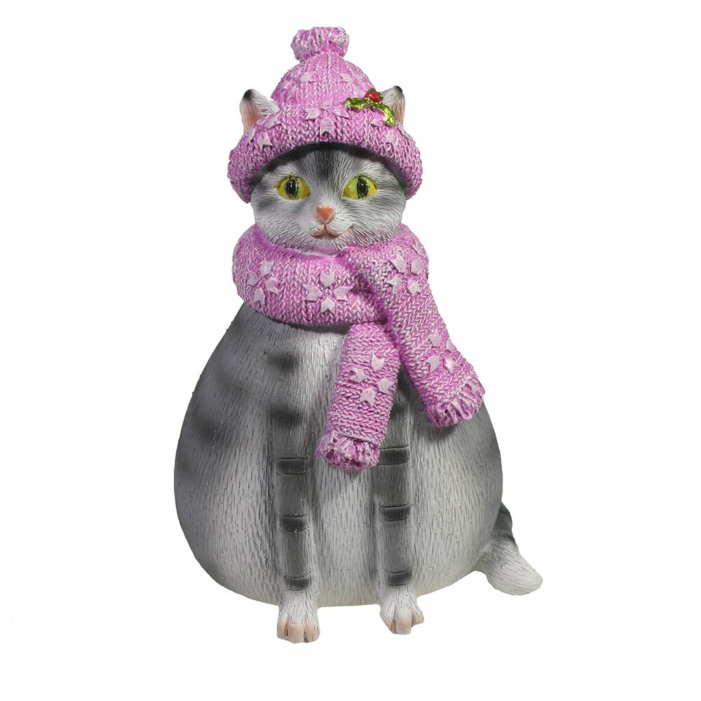 Копилка Кошка Шарлотта серая L10 W10 H14,5 см (полистоун)