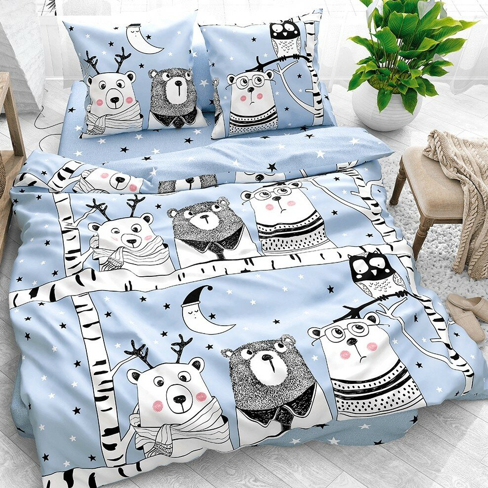 Комплект постельного белья F&H Мишки в лесу, бязь, полутораспальный