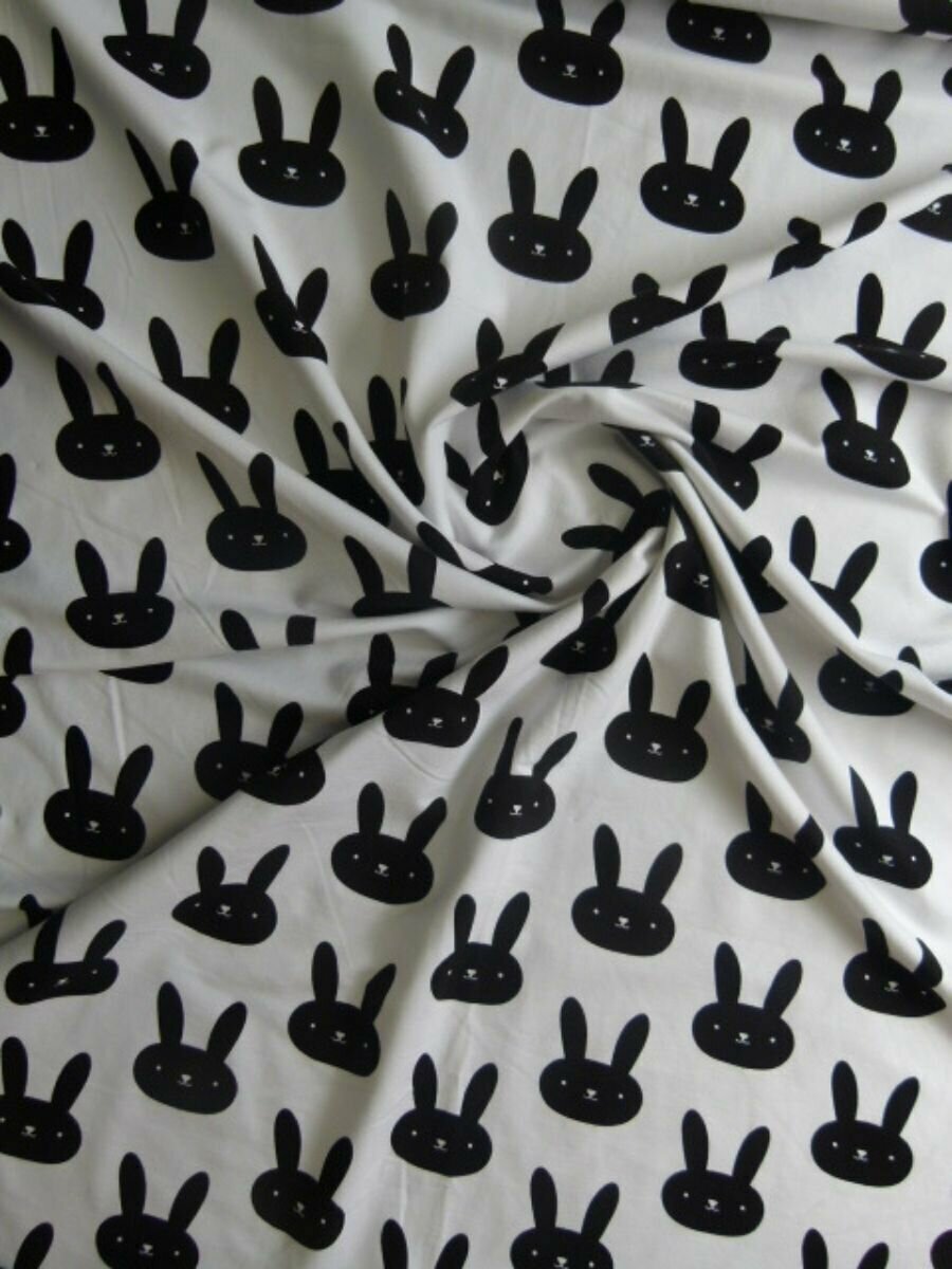 Ткань для шитья Футер 2-х нитка петля, Зайки, плотность 245 гр/м2.
