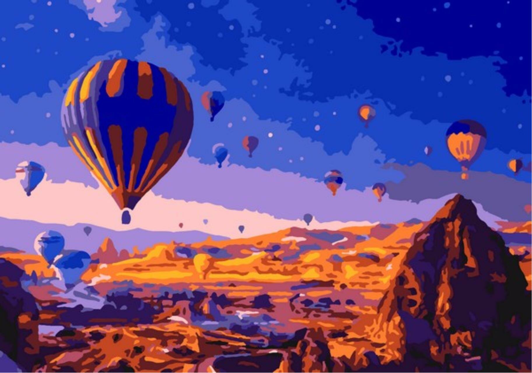 Картина по номерам на картоне 20x28,5 см "Вечер Каппадокии", в к 20x1,9x34,5 см