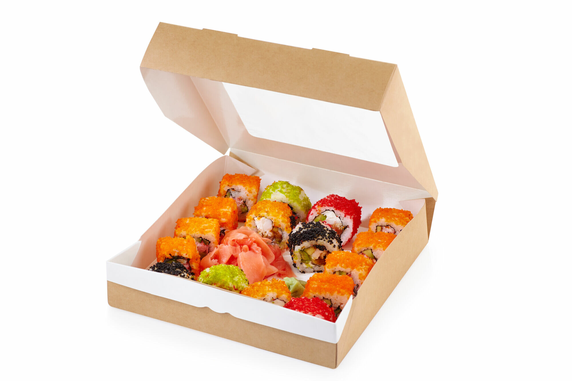 Упаковка картонная универсальная с окном 1,55л 200х200х55мм крафт уп/5шт