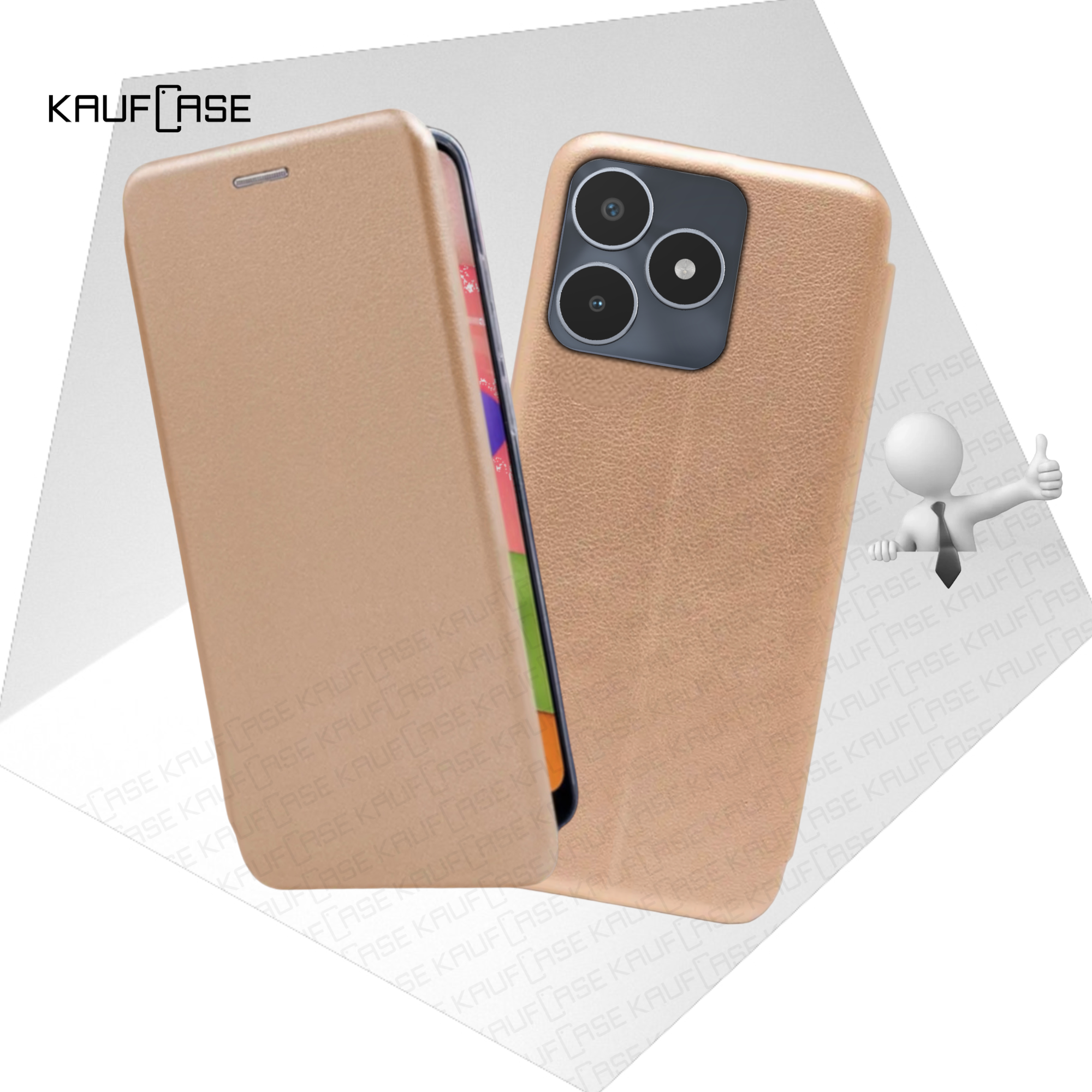 Чехол книжка для телефона Realme Note 50 (6.74"), золото. Текстура под кожу