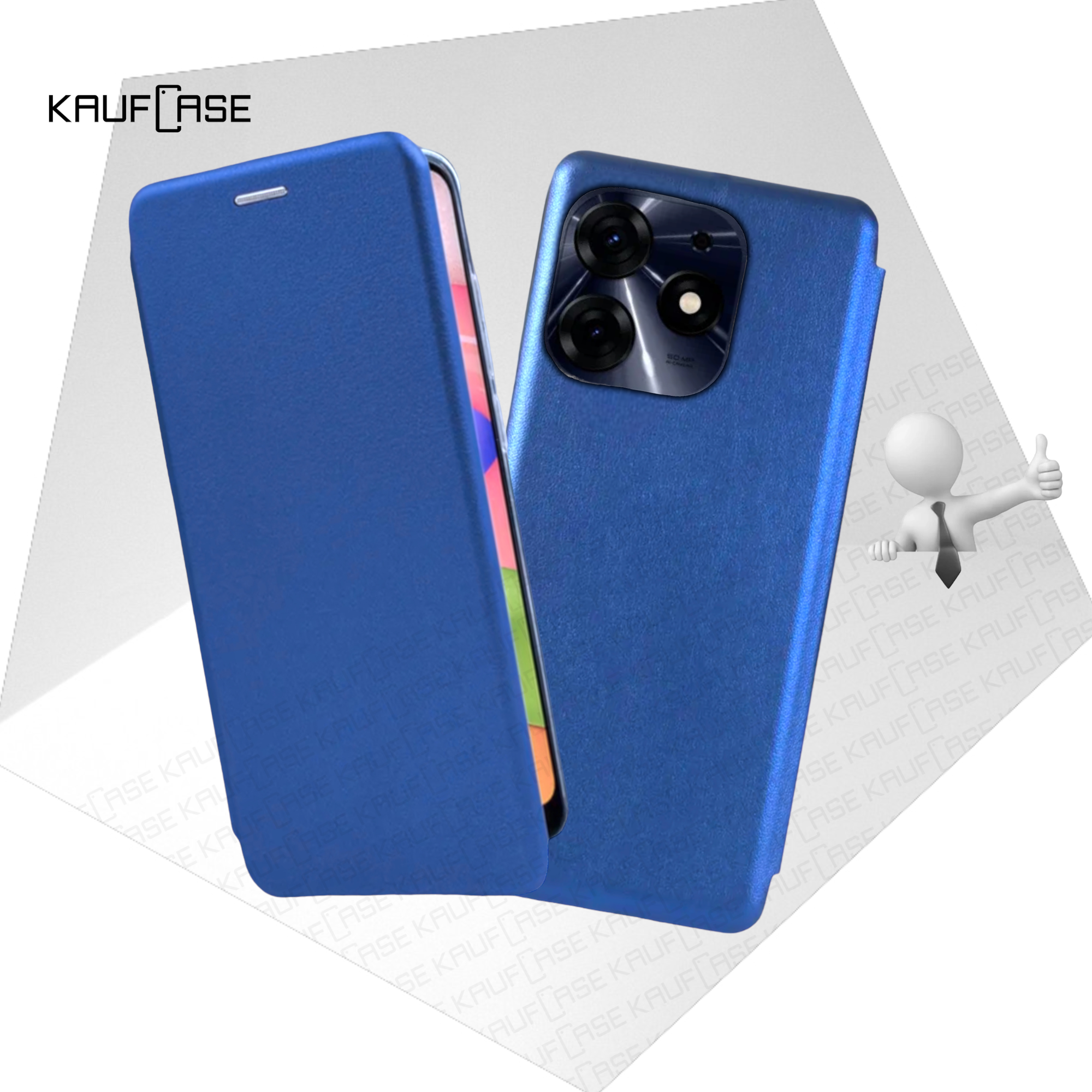 Чехол книжка для телефона Tecno Spark 10 Pro (KI7) (6.8"), синий. Текстура под кожу