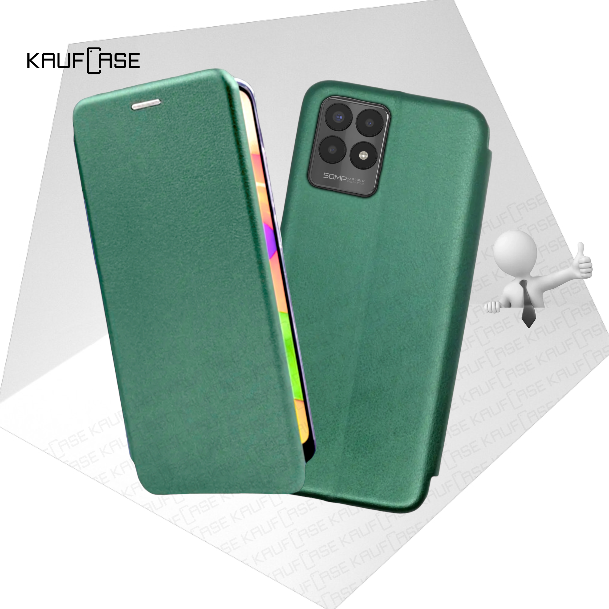 Чехол книжка для телефона Realme 8i (RMX3151) (6.6"), темно-зеленый. Текстура под кожу