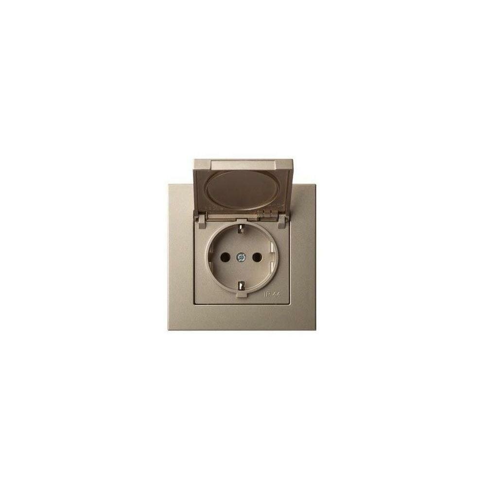 Розетка 2P+E с крышкой Liregus Epsilon шампань 28-313