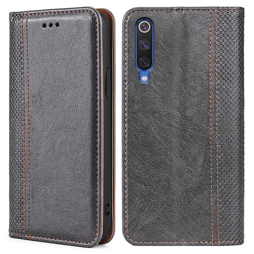Чехол-книжка MyPads для OPPO A7/AX7/A5s/AX5s/A12 из качественной импортной кожи с трансформацией в подставку, серый