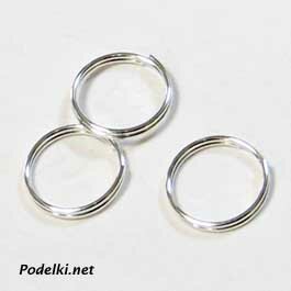 Фурнитура для бижутерии Колечко двойное 0001436 серебряный цвет 12 мм, цена за 100 шт.
