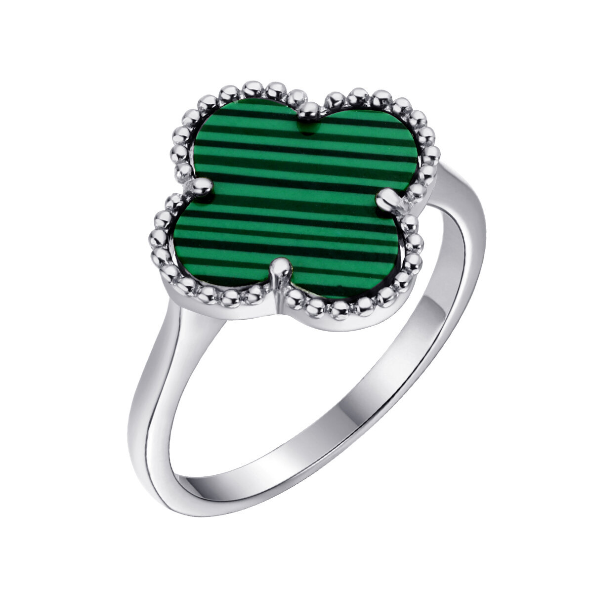Кольцо, серебро, 925 проба, малахит