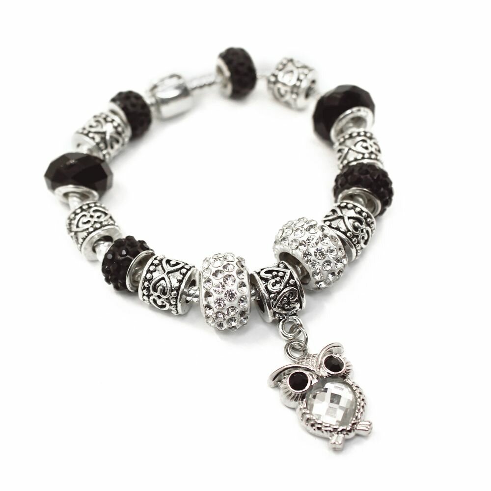 Браслет-цепочка, стекло, муранское стекло, стразы