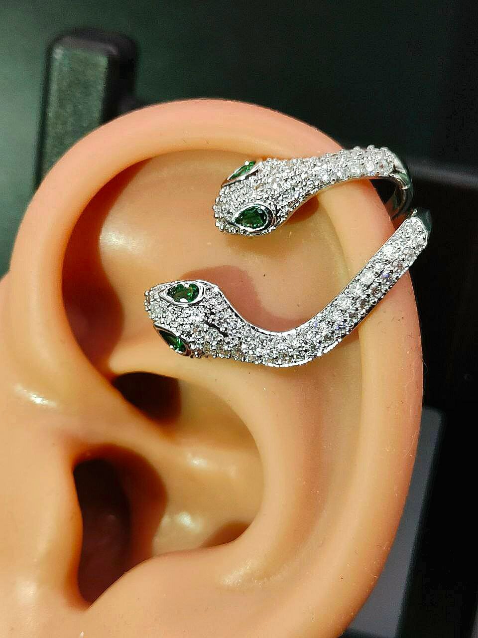 Серьги каффы, фианит