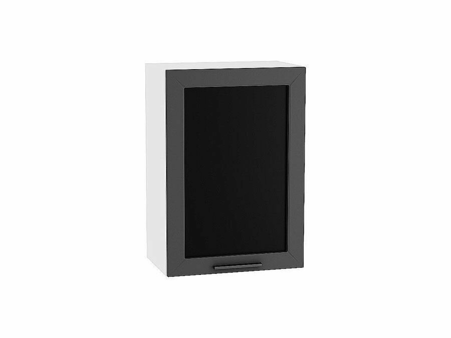 Настенный модуль для кухни Шкаф верхний с 1-ой остекленной дверцей Глетчер 920*500*318 Маренго Силк / Белый