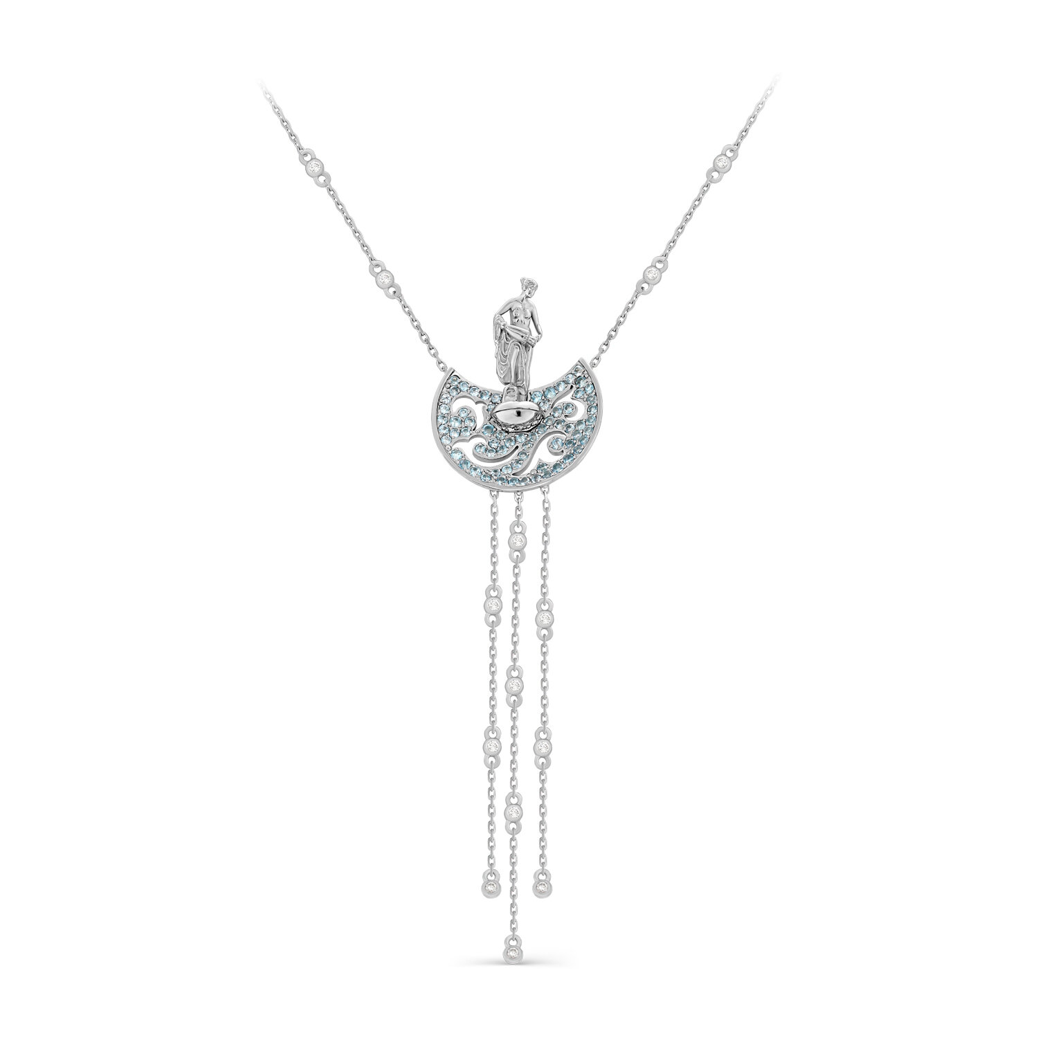 Колье, белое золото, 585 проба, бриллиант, топаз