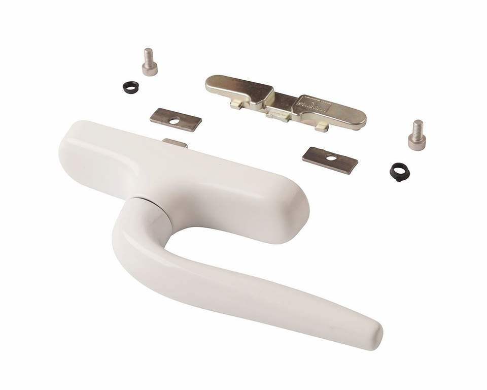 Ручка оконная с приемником без блокиратора, Проведал, белая RAL9016