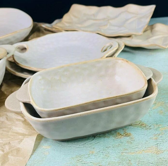 Прямоугольный салатник дюна с ручками Фарфор 205-697 118-205-697