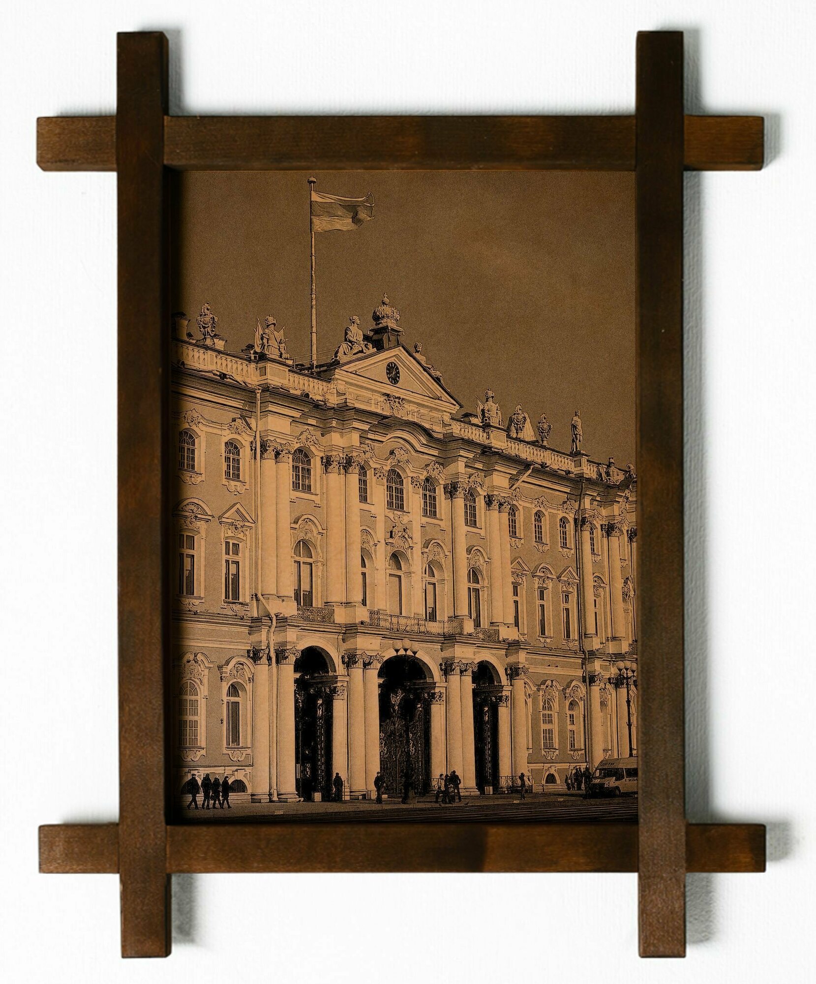 Картина интерьерная, натуральная кожа, "Эрмитаж" (Россия), в деревянной раме, BoomGift