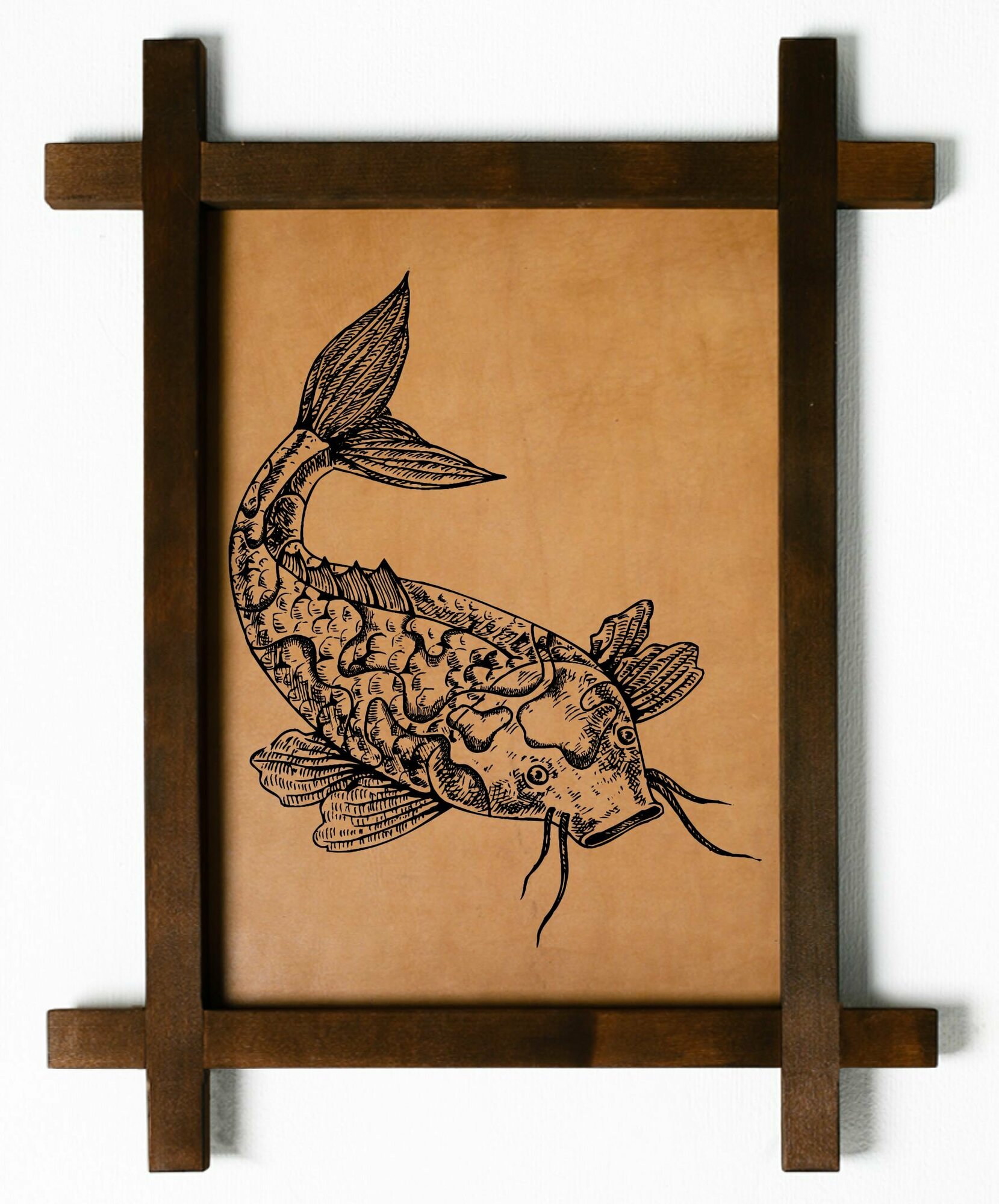 Картина интерьерная из кожи "Карп кои", BoomGift