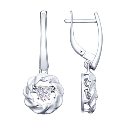 Серьги с подвесками, серебро, 925 проба, родирование, кристаллы Swarovski